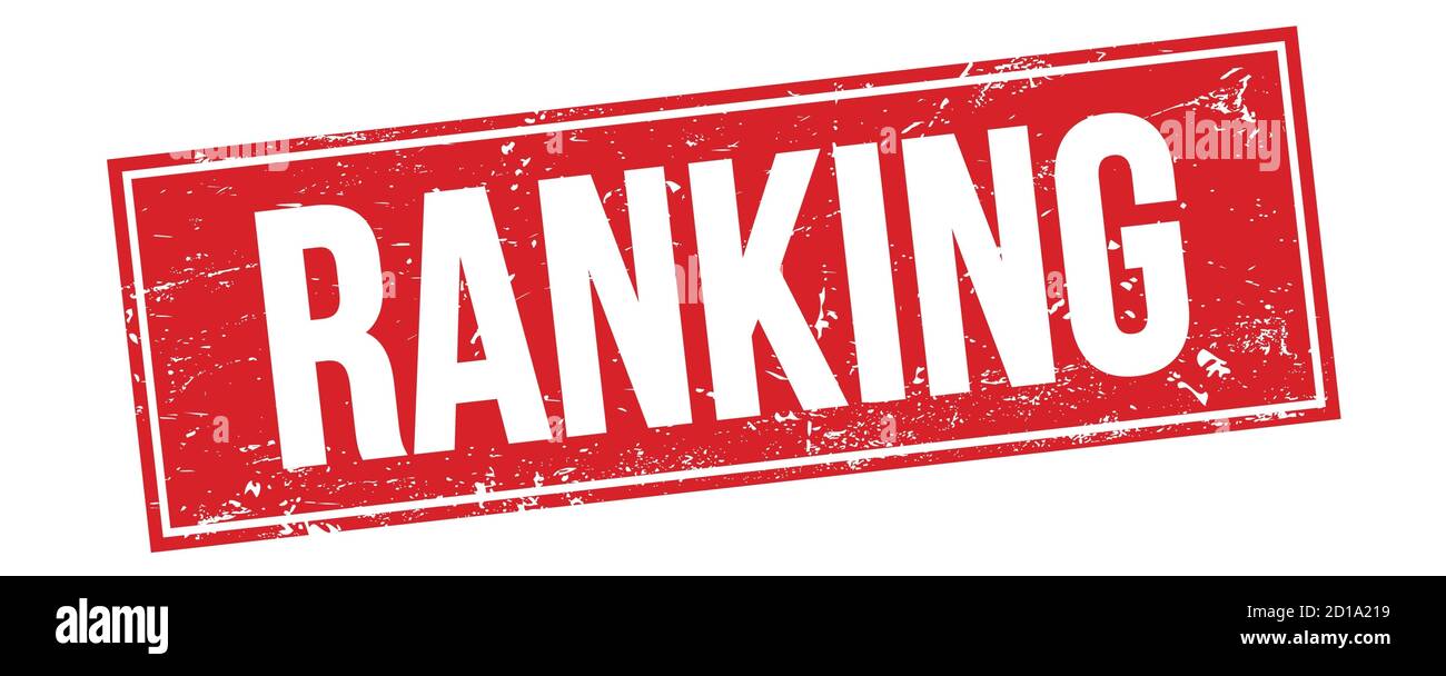 RANKING text on red grungy rectangle stamp sign Stock Photo - Alamy