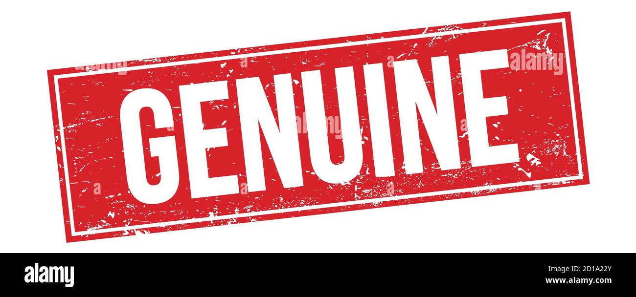 GENUINE text on red grungy rectangle stamp sign Stock Photo - Alamy
