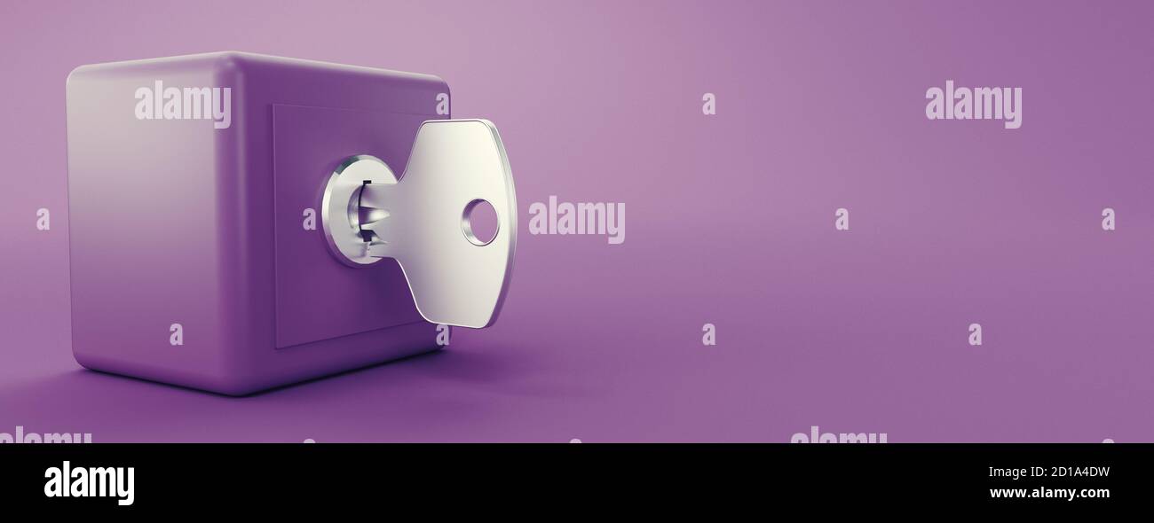 High resolution. Key to the Violet box. 3d rendering Stock Photo - Alamy