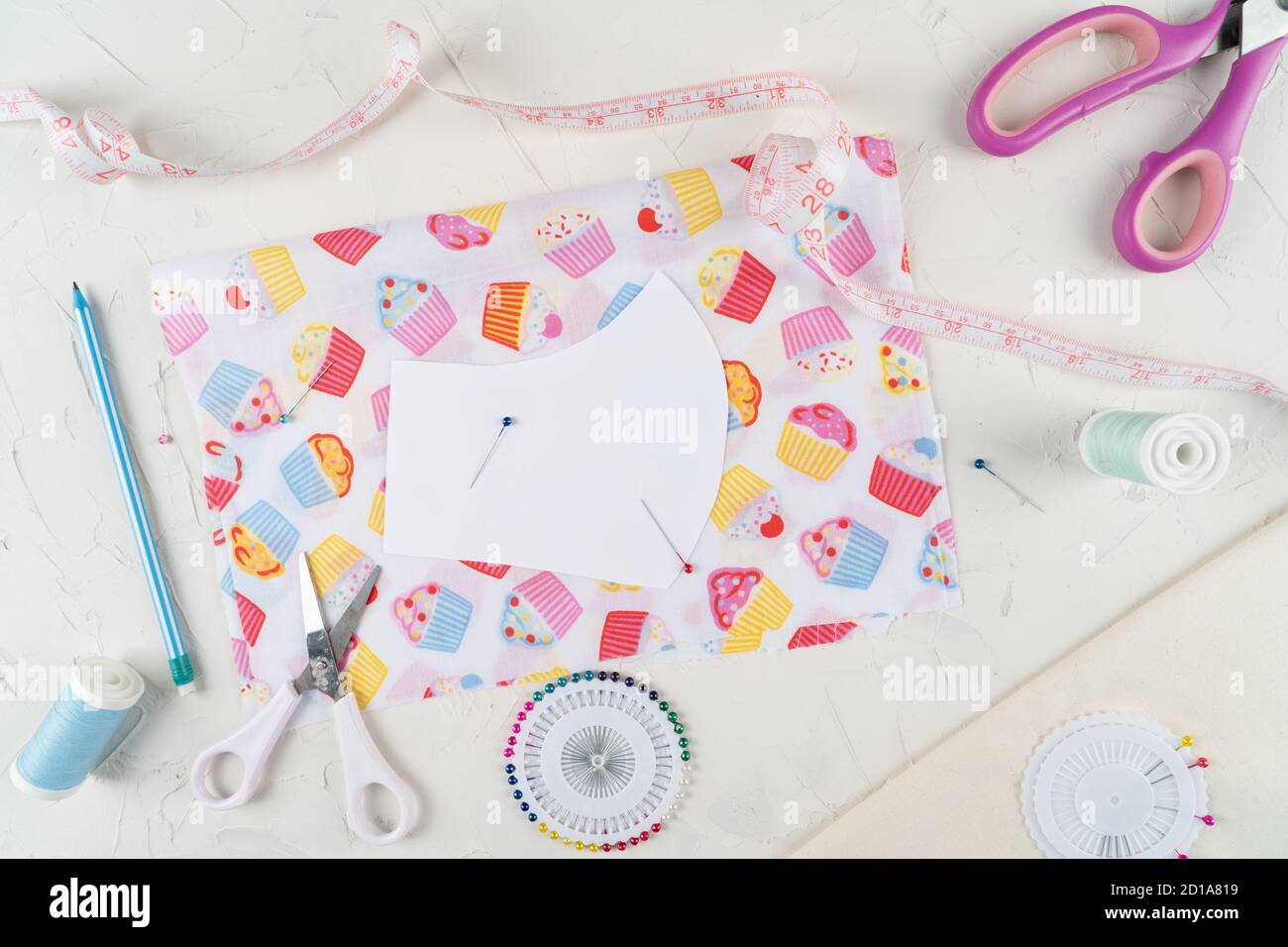 Instruction making protective face mask. Create sewing mask, step-by ...