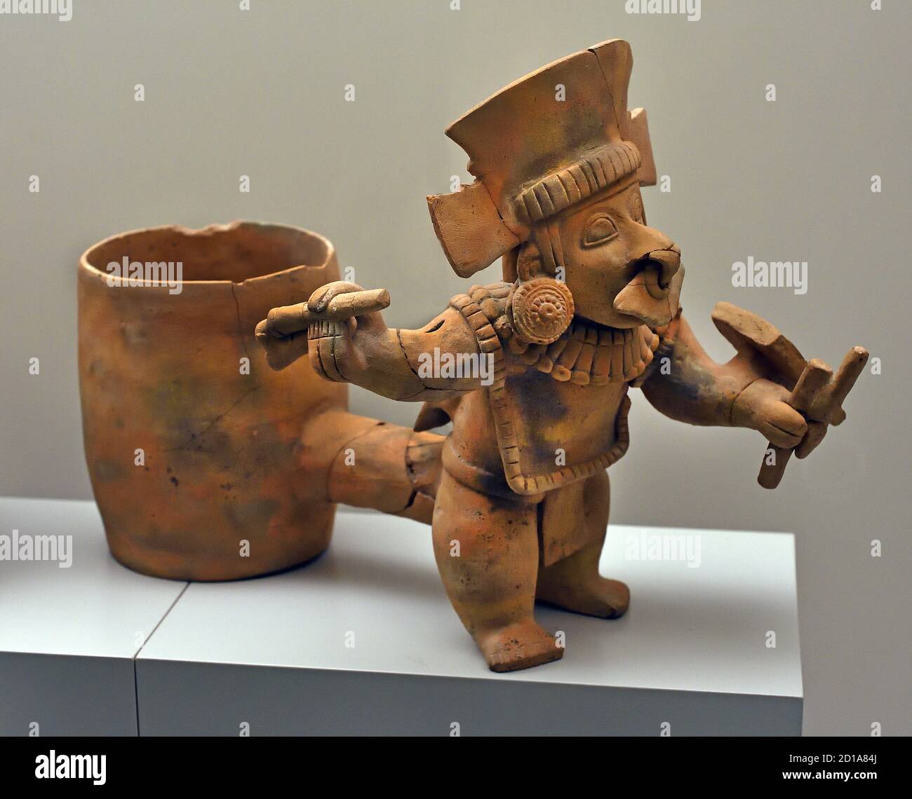 Ceramic vessel with sitting human figure. Jama-Coaque 500BC-500 AD ...