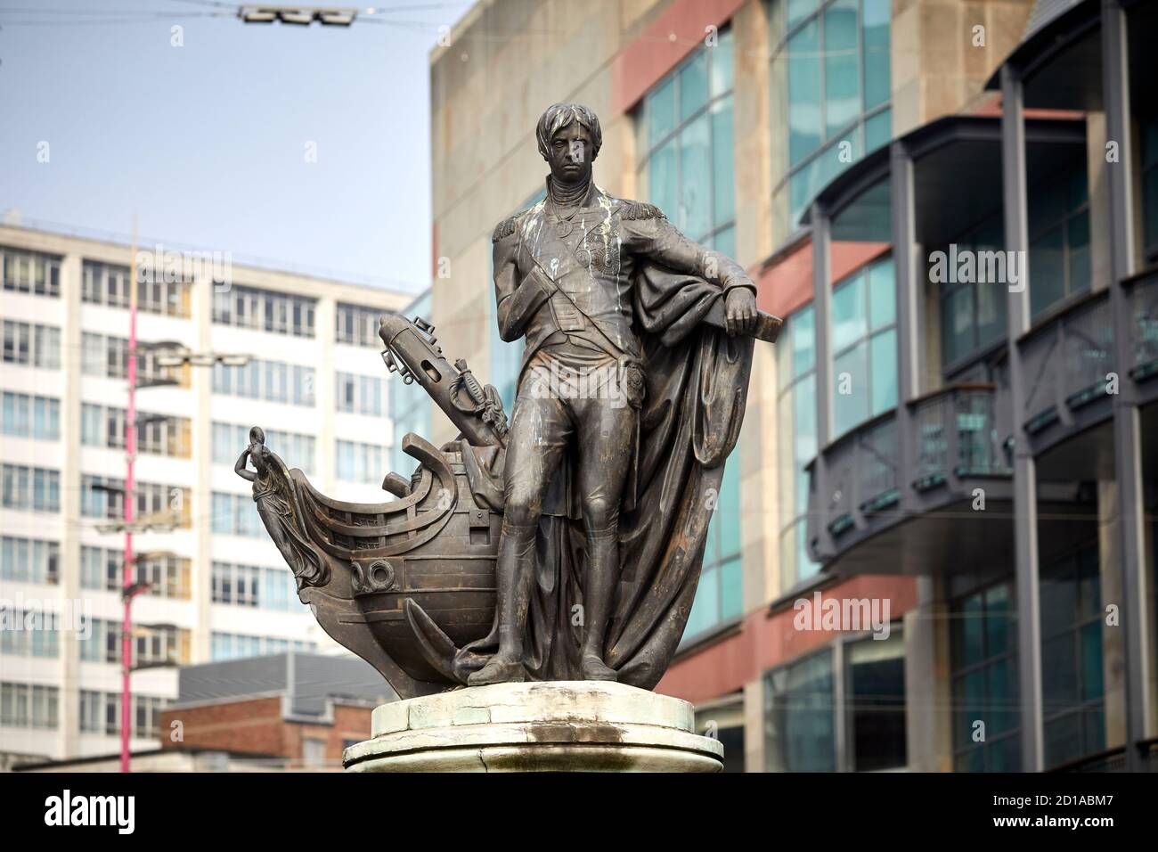 Bronze statue of Horatio Nelson by Richard Westmacott, stands in the ...
