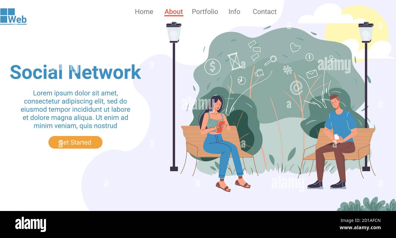 Young woman social networking Stock Vector Images - Alamy