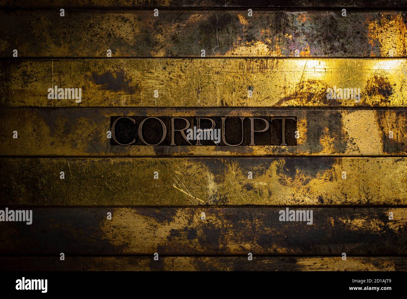 Corrupt text message on textured grunge copper and vintage gold ...