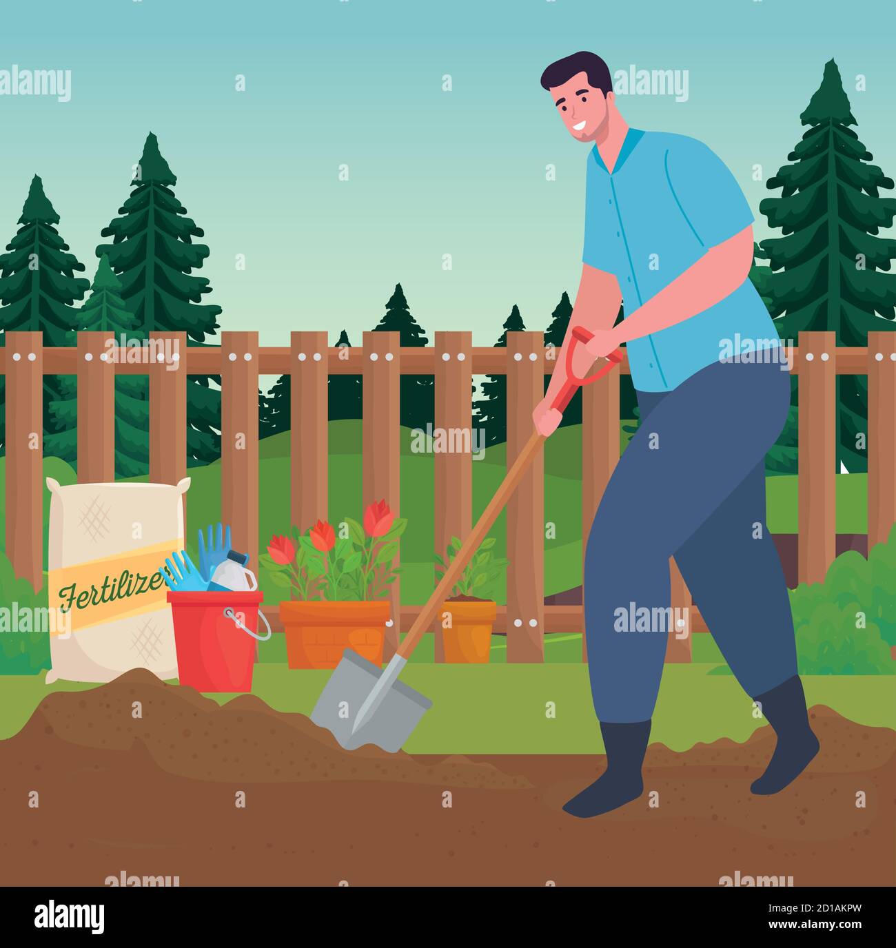 Gardening man with shovel vector design Stock Vector Image & Art - Alamy