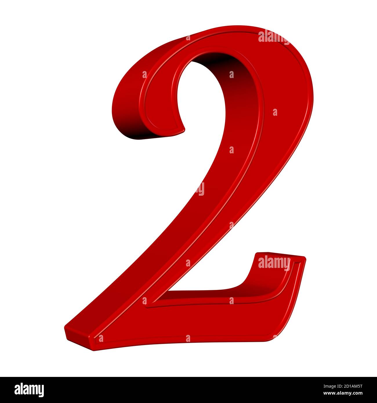 Red digit two against white background Stock Photo - Alamy