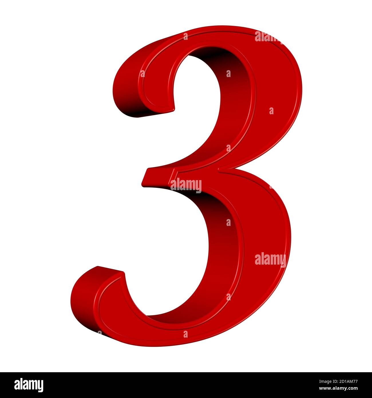 Red digit three against white background Stock Photo - Alamy
