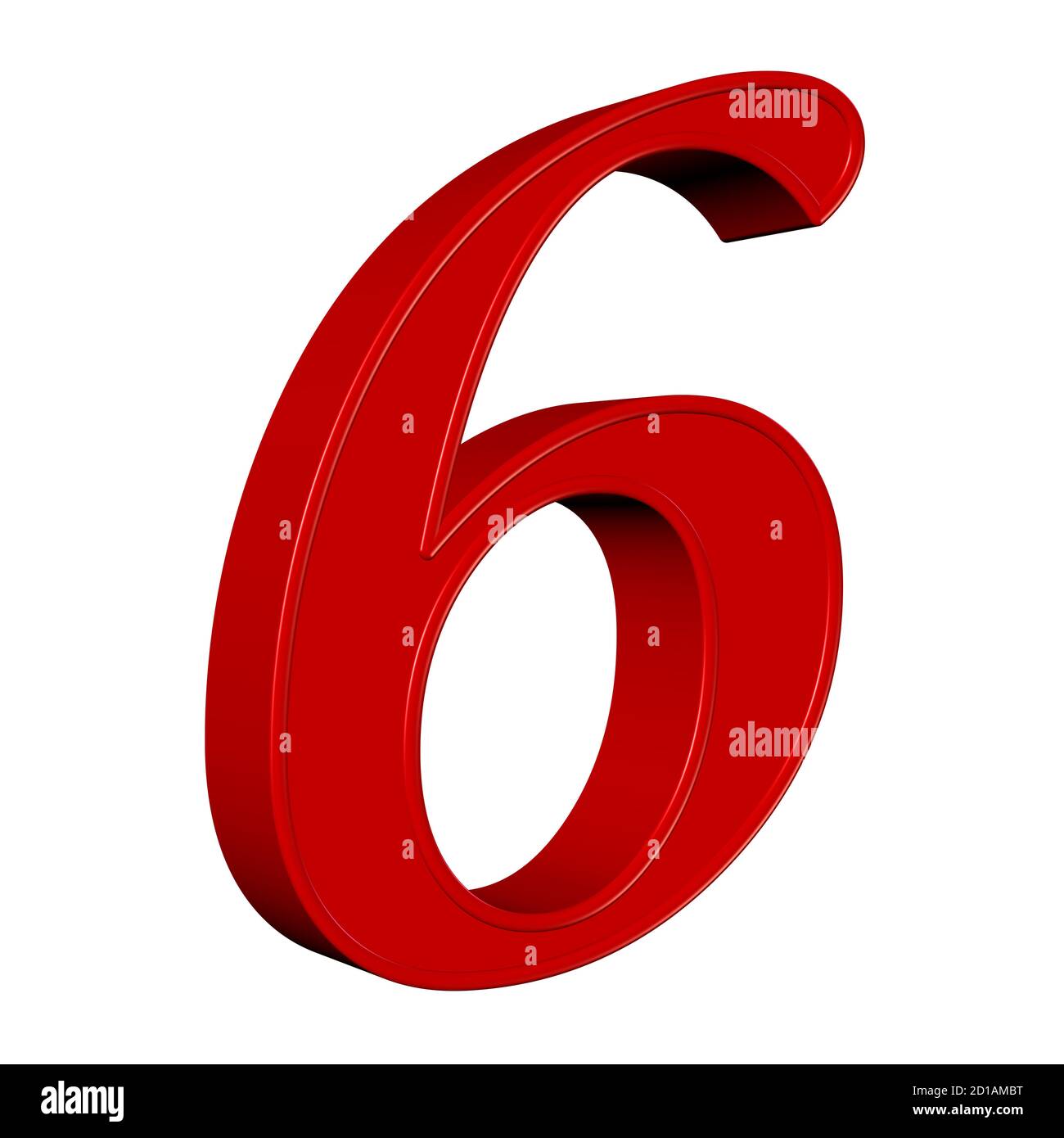 Red digit six against white background Stock Photo - Alamy