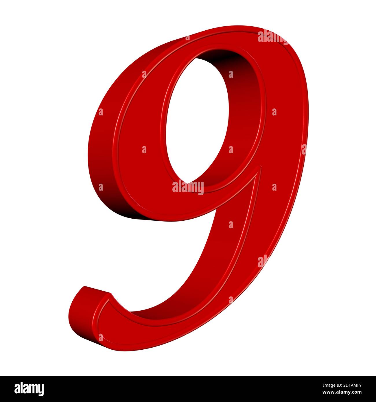 Red digit nine against white background Stock Photo - Alamy
