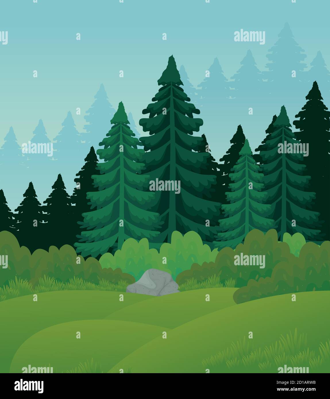 landscape of pine trees and stone vector design Stock Vector Image ...