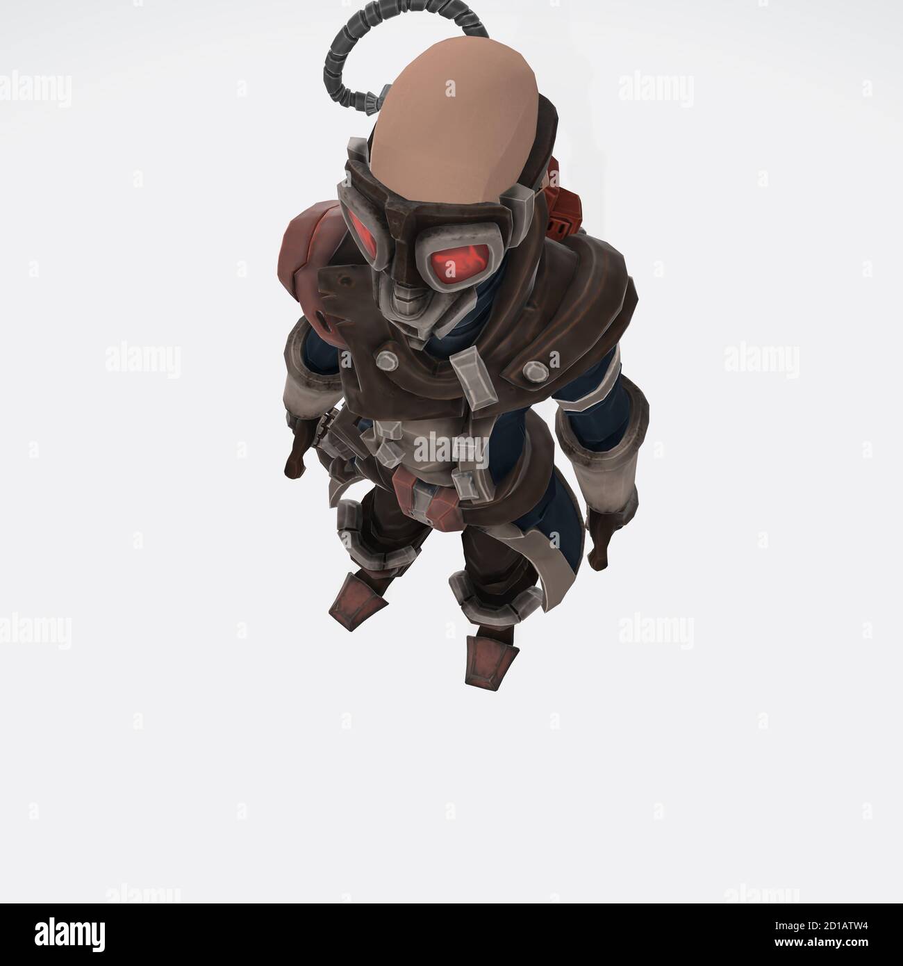 3D rendering of a warrior game character with a mask in a standing ...