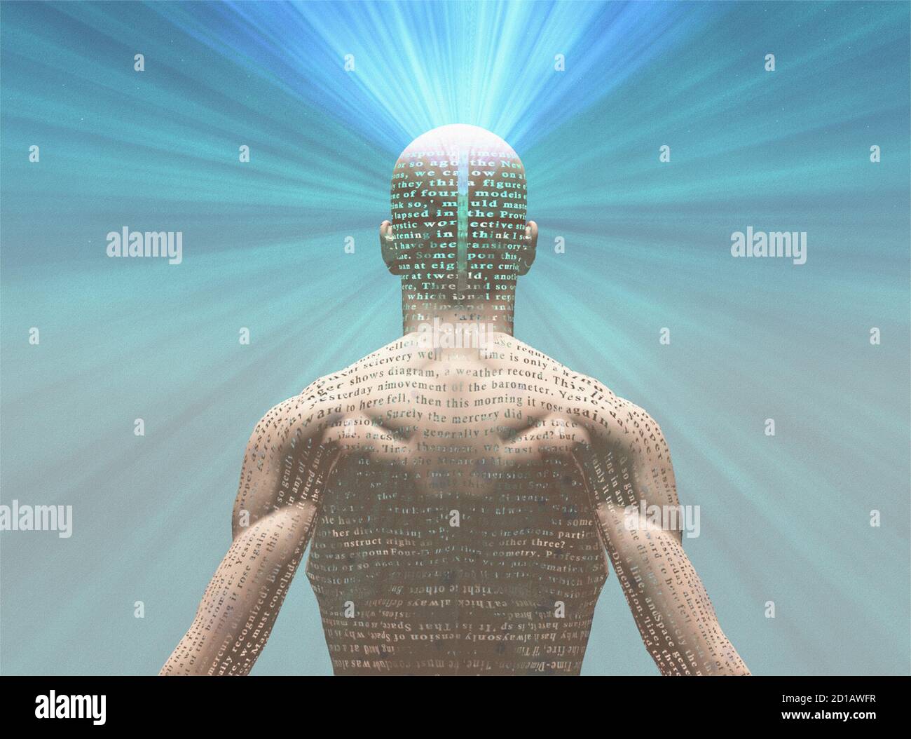 Man radiates light from text on his skin Stock Photo - Alamy