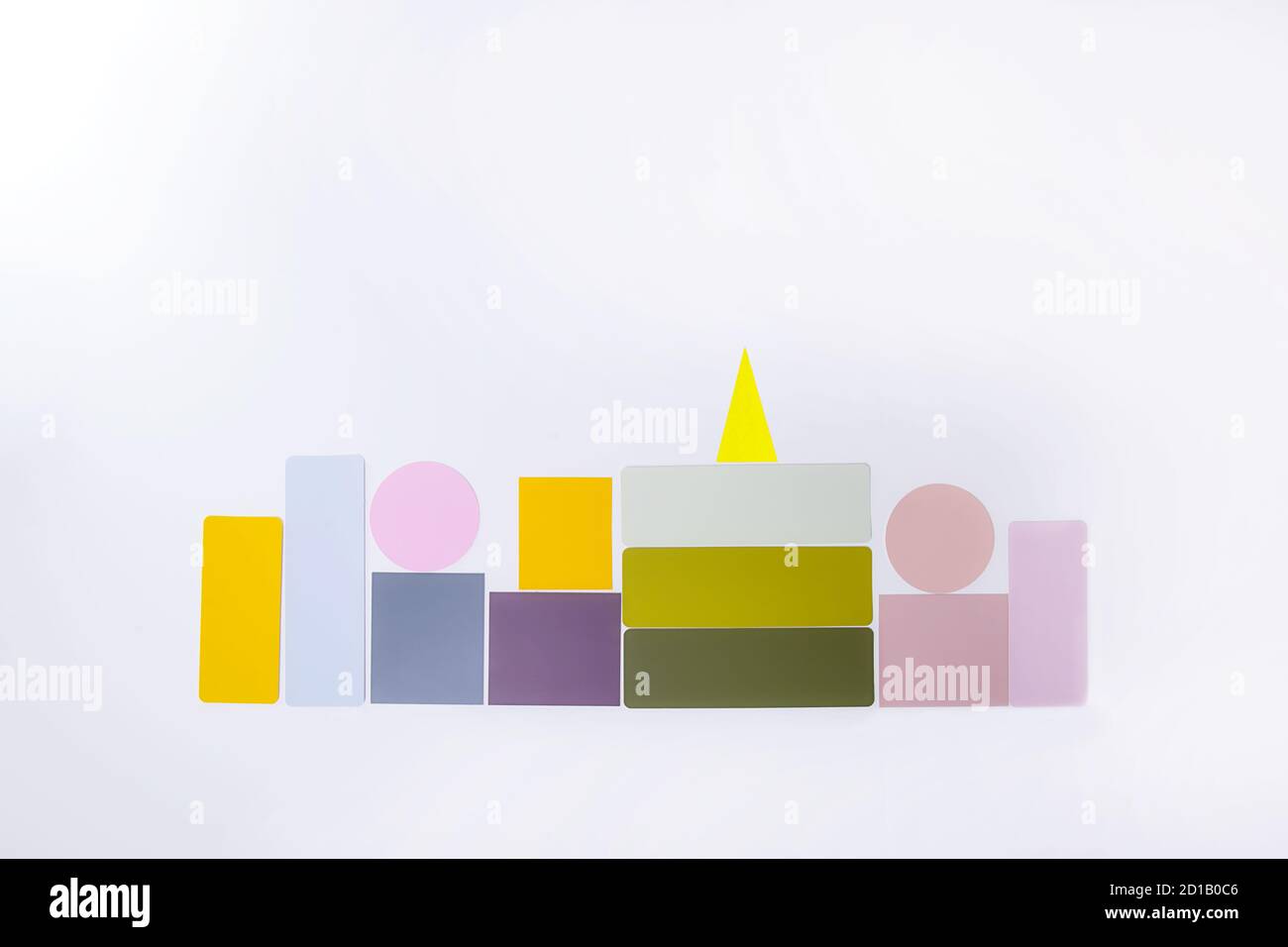 Abstract colorful architectural objects on the white background. Pastel ...
