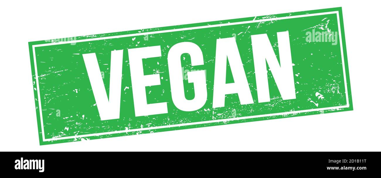 VEGAN text on green grungy rectangle stamp sign Stock Photo - Alamy