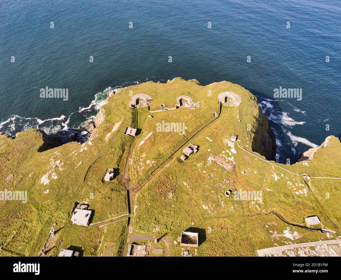 An aerial view of Lenan head fort on the Inishowen peninsula in County ...