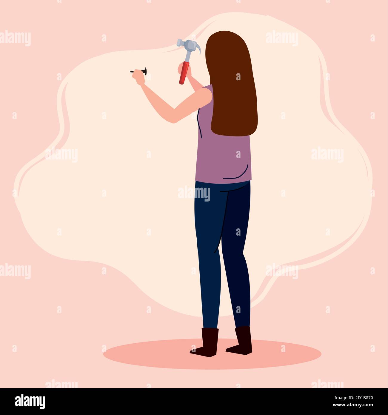woman cartoon with construction hammer vector design Stock Vector Image ...