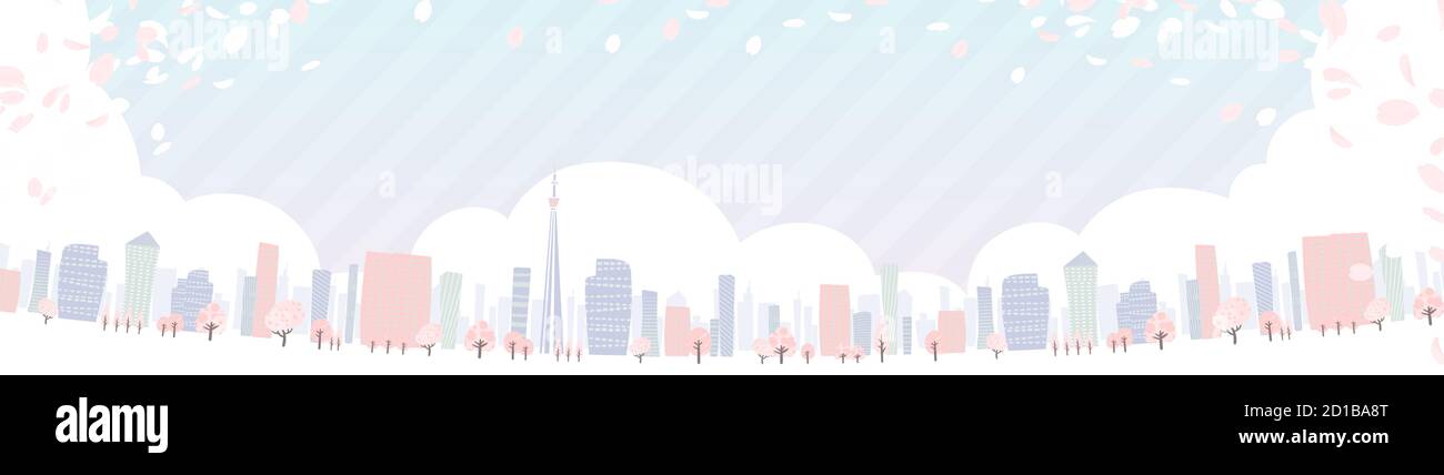 Cityscape of the city in Spring. Horizontal size.Vector art that is ...