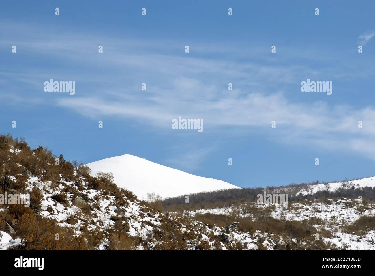 Snowy mountain landscape with a snow-covered summit Stock Photo - Alamy
