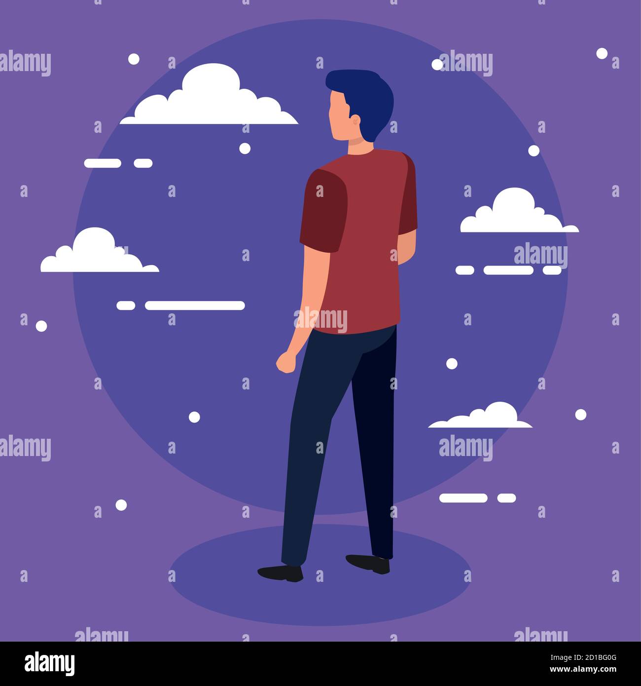 man cartoon back with clouds vector design Stock Vector Image & Art - Alamy