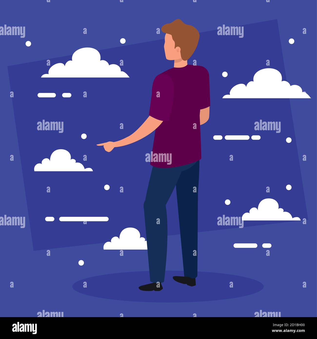 man cartoon back with clouds vector design Stock Vector Image & Art - Alamy