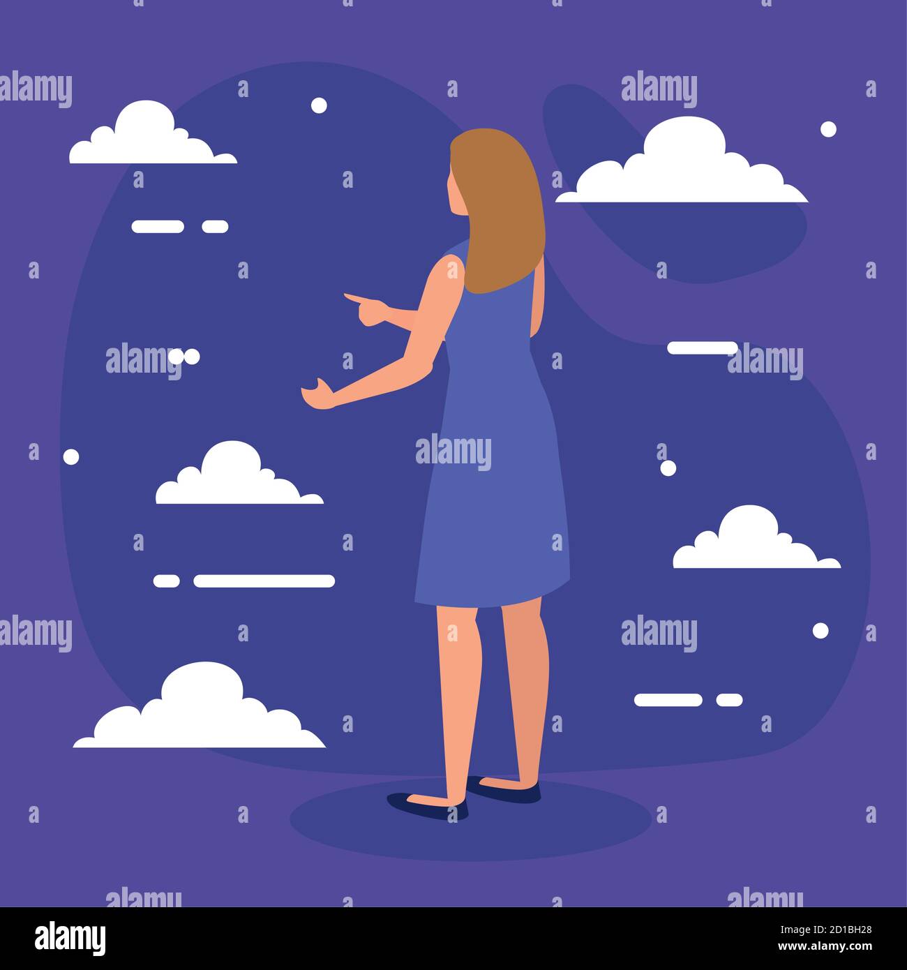 blond woman cartoon back with clouds vector design Stock Vector Image ...