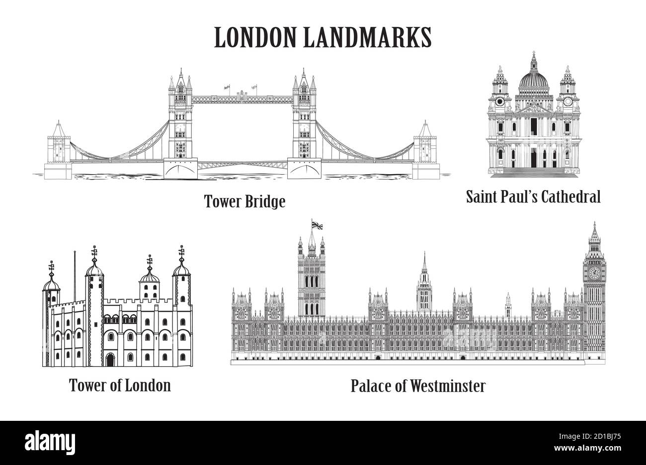 Vector set of London landmarks Stock Vector Image & Art - Alamy