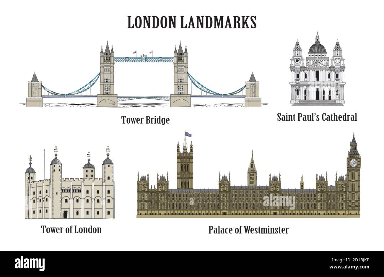 Vector set of London landmarks Stock Vector Image & Art - Alamy