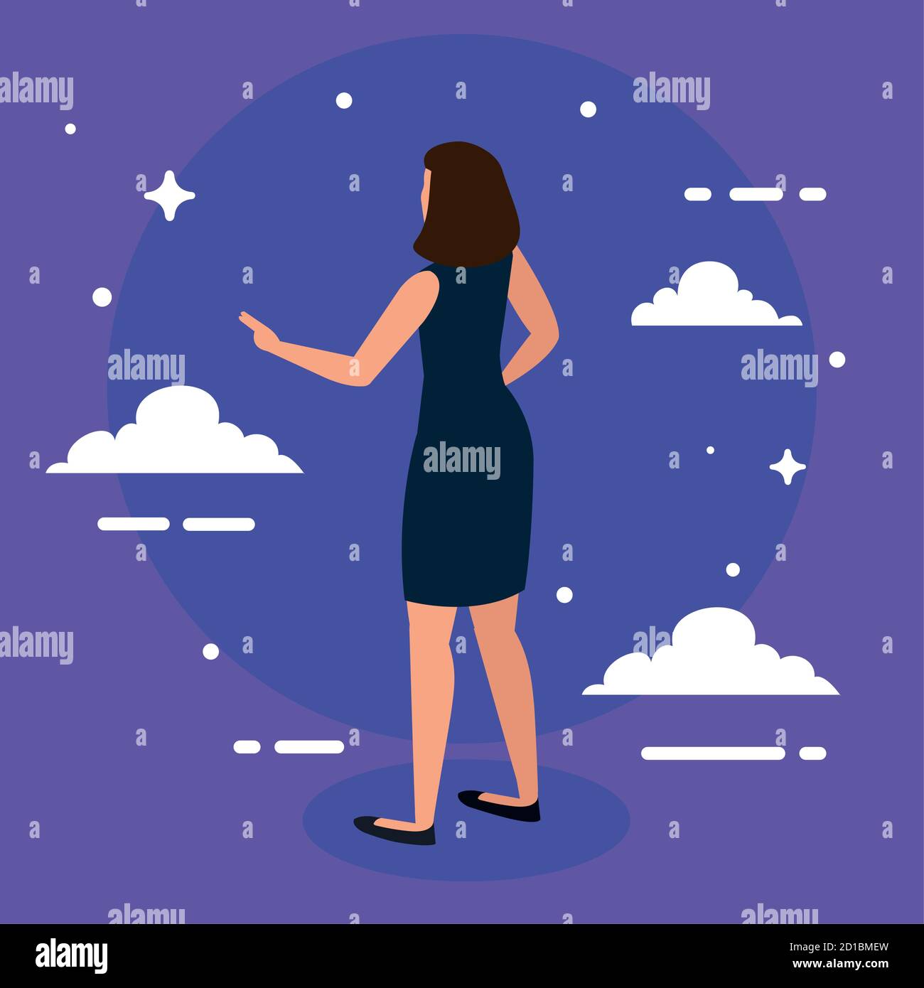 woman cartoon back with clouds vector design Stock Vector Image & Art ...