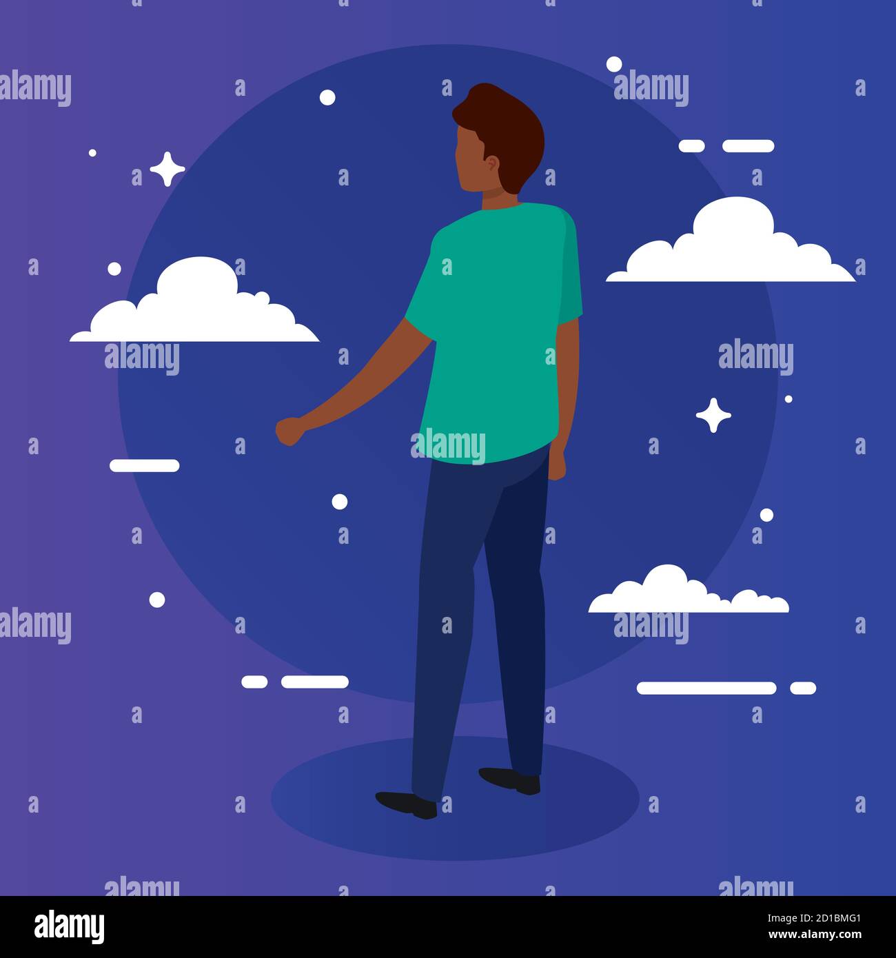 black man cartoon back with clouds vector design Stock Vector Image ...