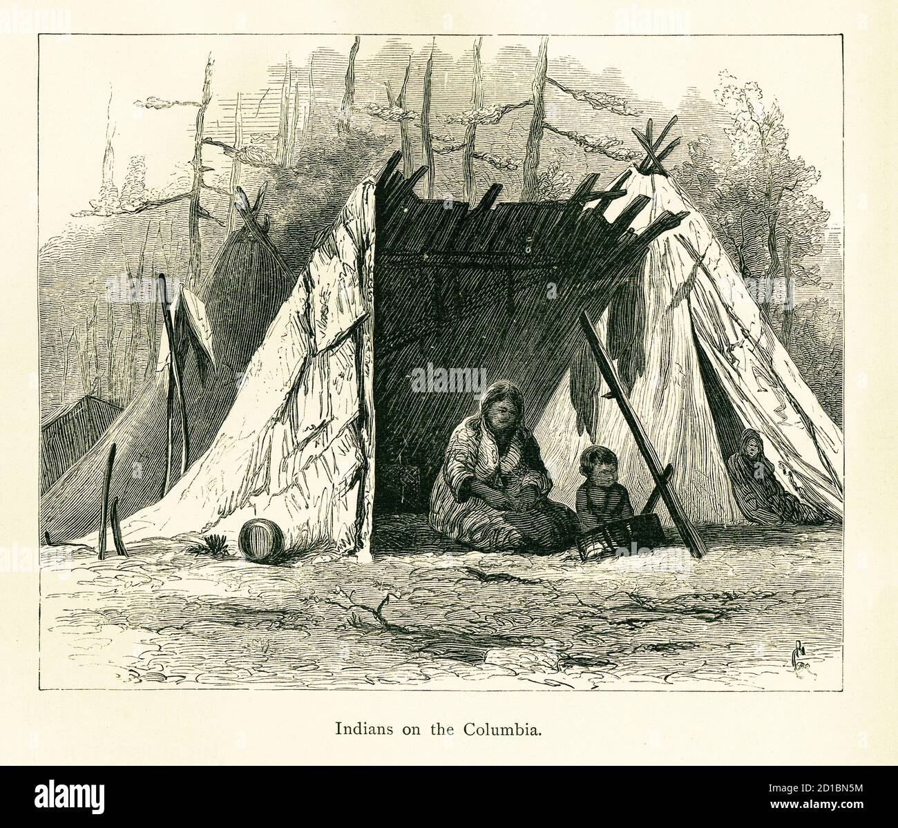19th-century illustration depicting Native Americans living on the ...