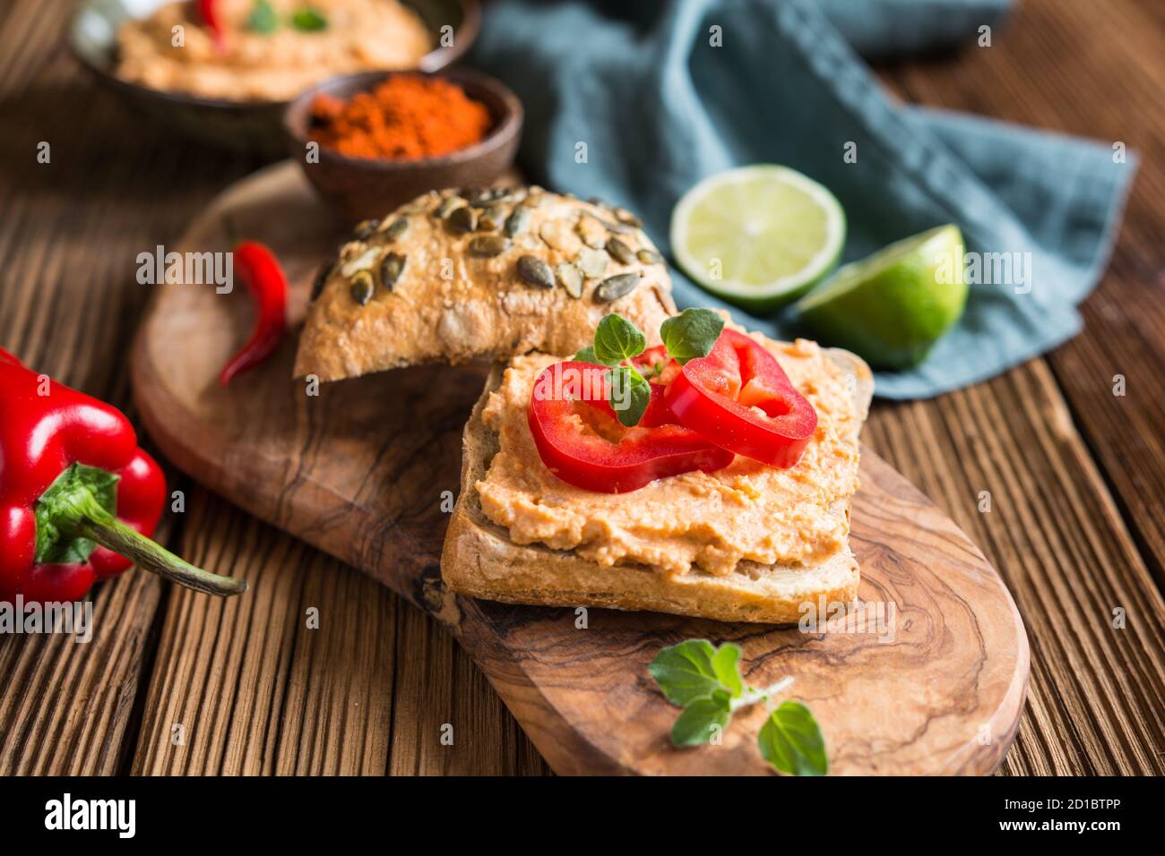 Creamy sheep cheese spread with onion, butter and paprika powder for ...