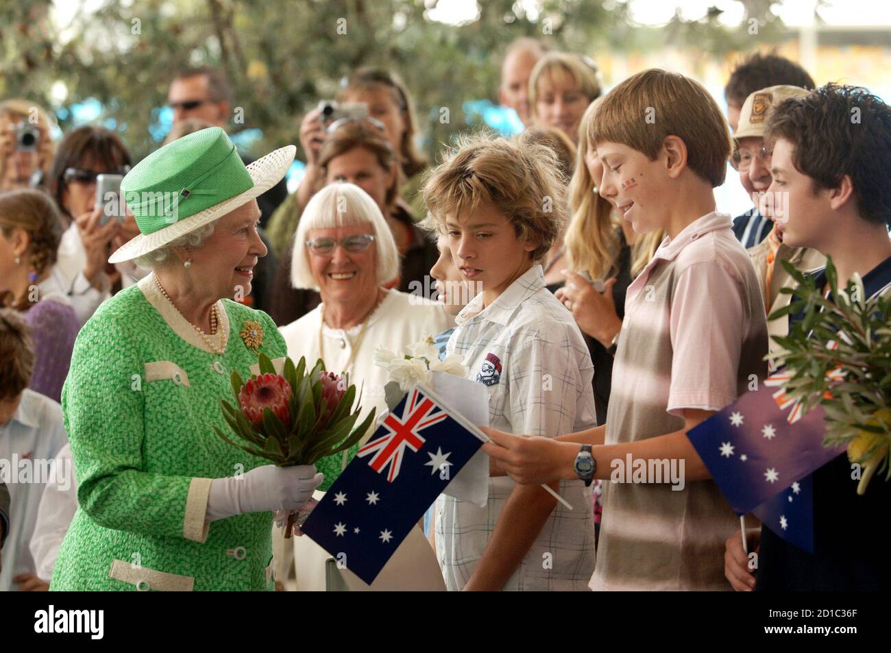 Queen elizabeth ii arrives during at the aquatic centre hi-res stock ...