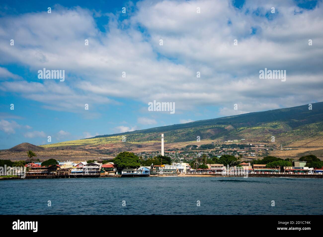 Lahaina; Maui; Hawaii. A beautiful sunny view of Lahaina with blue sky ...