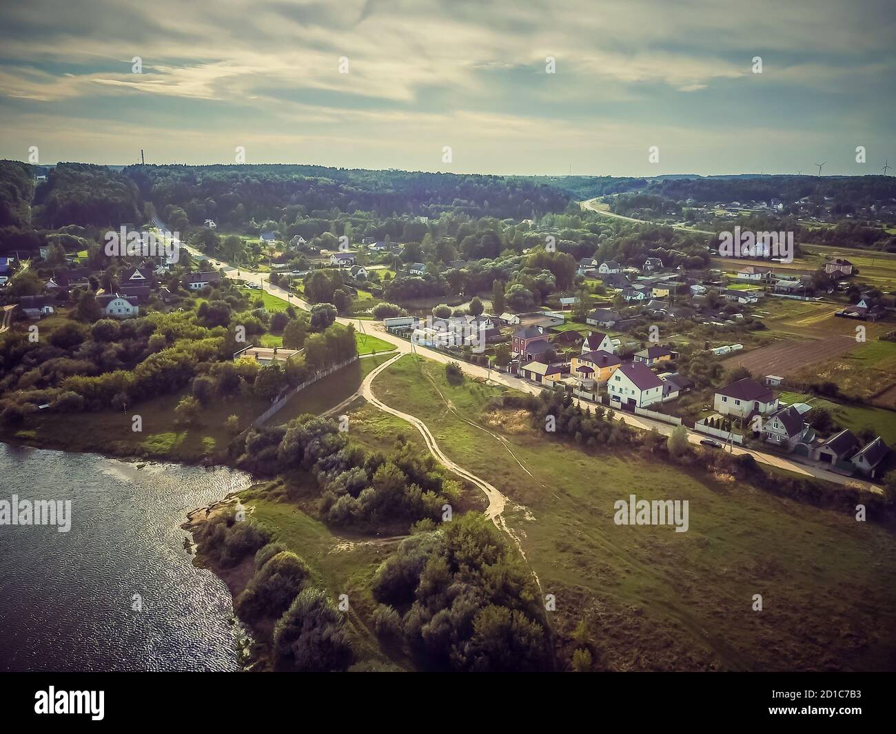 Top view river near housing hi-res stock photography and images - Alamy