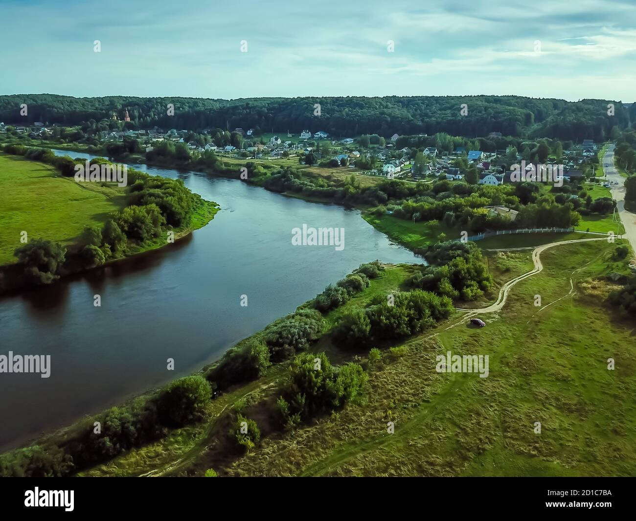 Top view river near housing hi-res stock photography and images - Alamy