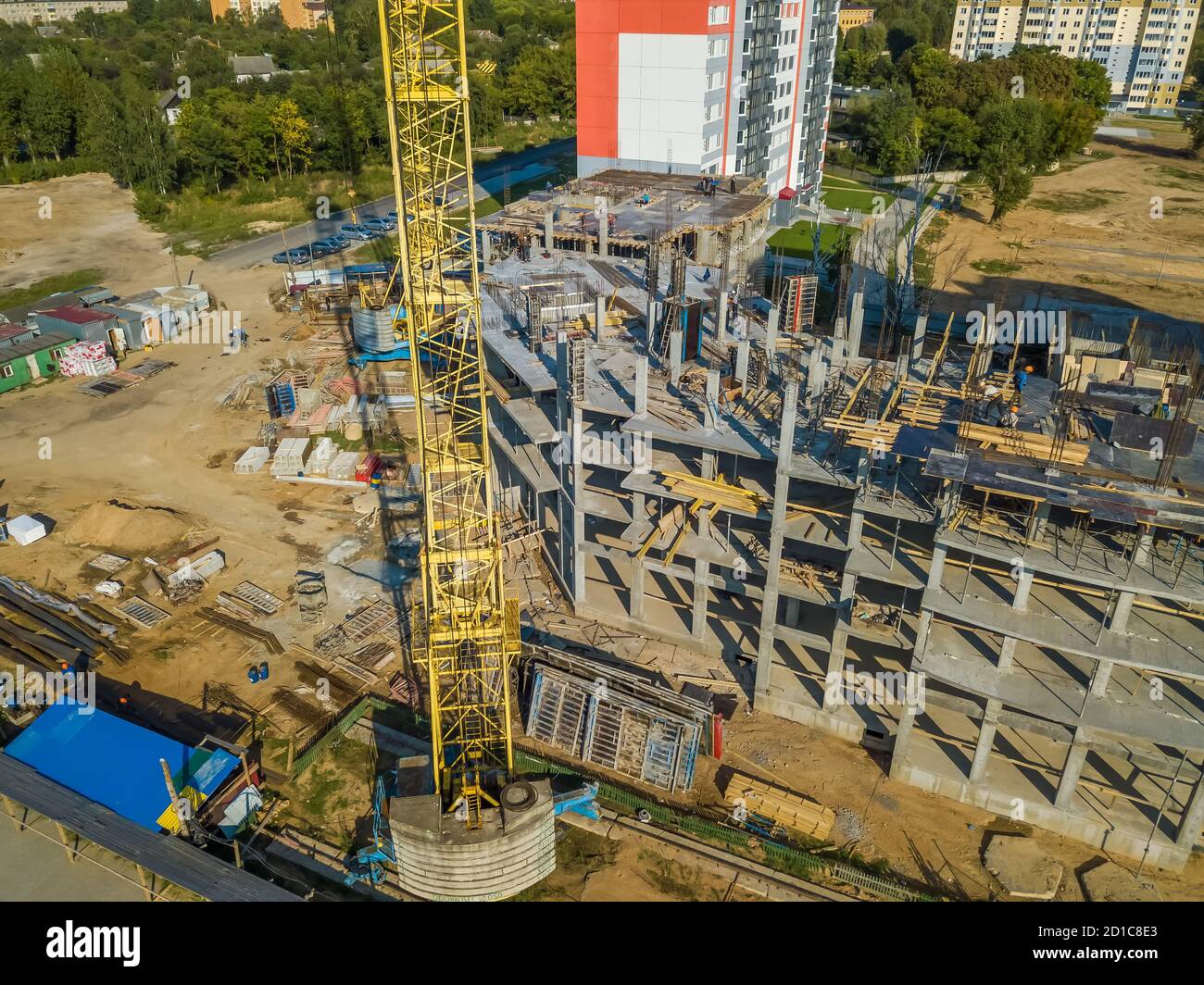 Drone flight around crane tower hi-res stock photography and images - Alamy