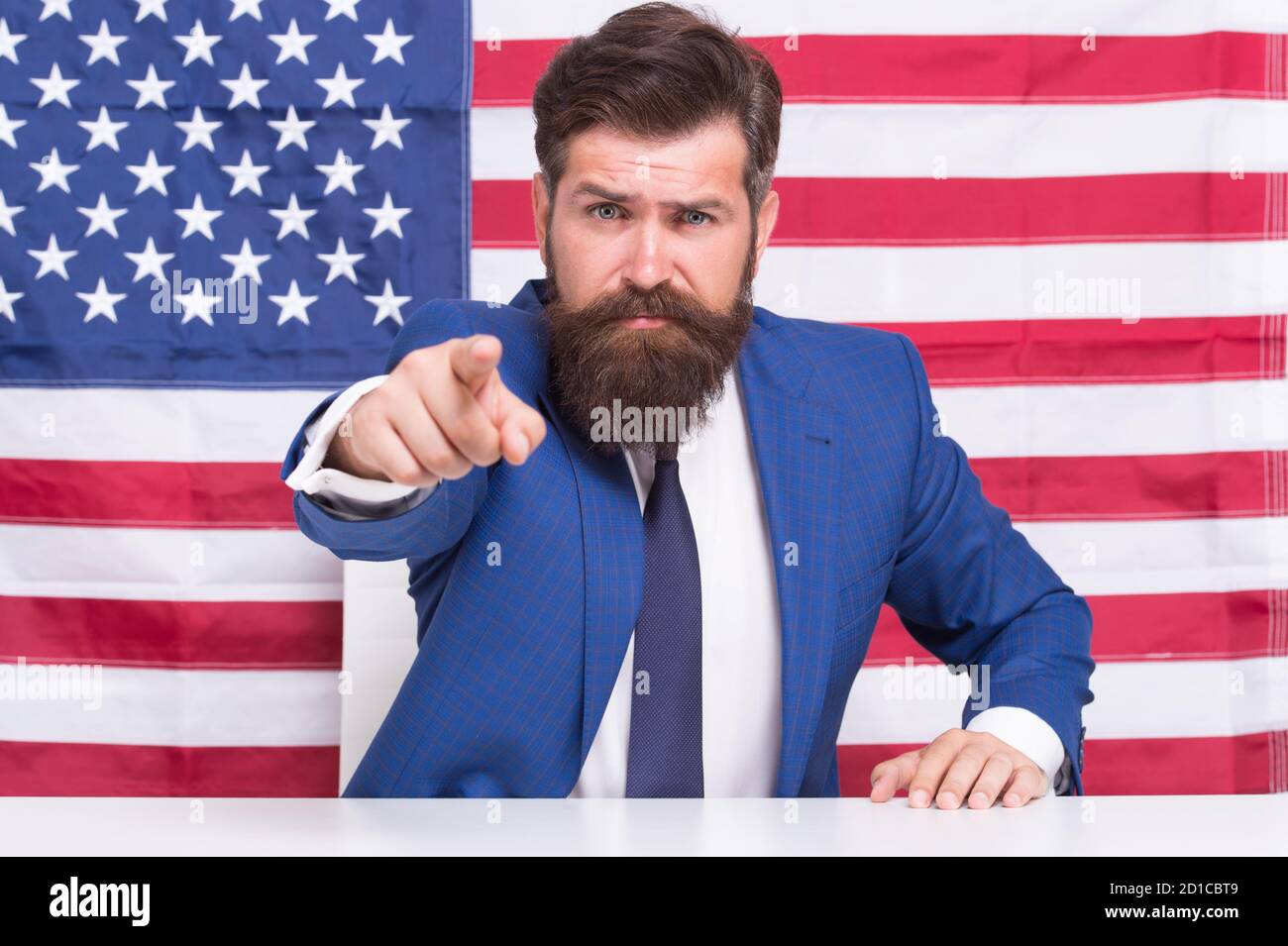 Did you apply for USA citizenship. Bearded man point finger. American ...