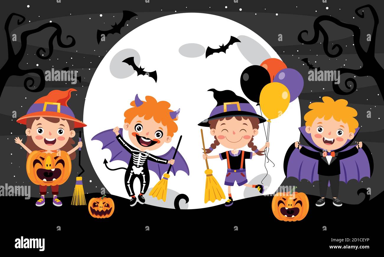 Halloween Design With Cartoon Character Stock Vector Image & Art - Alamy