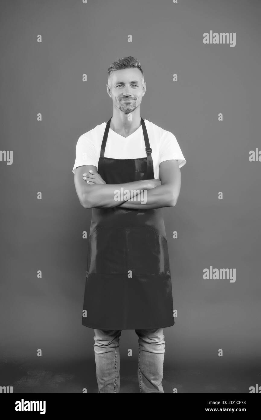 Smiling male janitor in Black and White Stock Photos & Images - Alamy