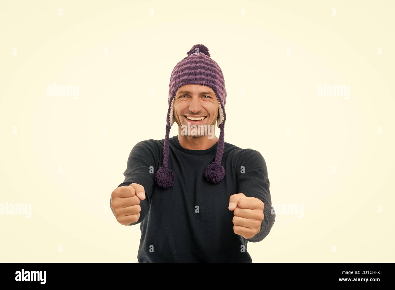 Imagination will get you everywhere. Happy man imagine driving isolated ...