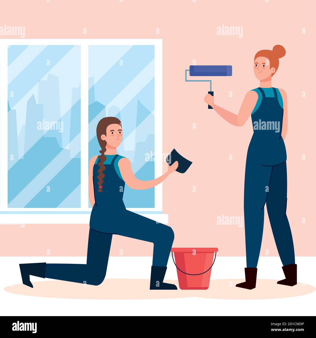 Painting woman by window Stock Vector Images - Alamy