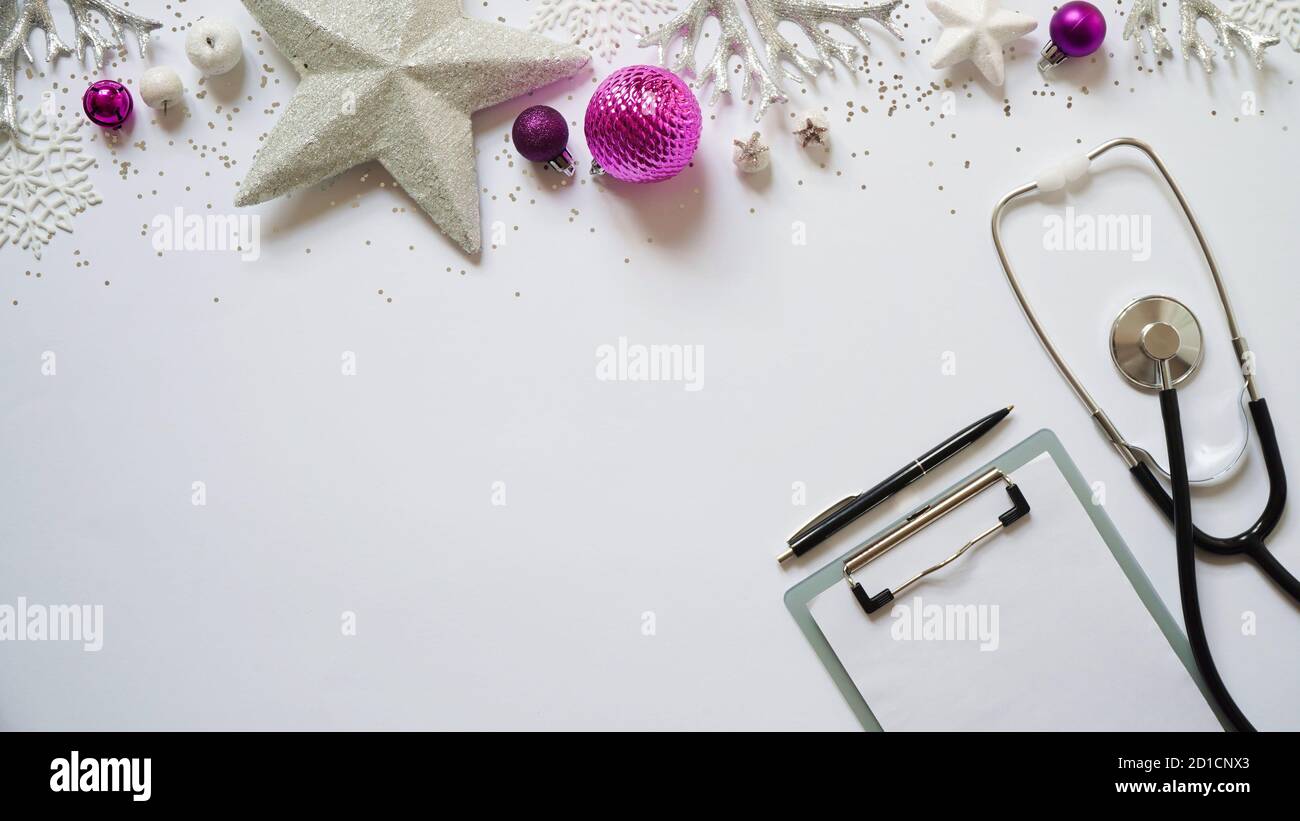 Christmas medical banner christmas decor white stars, purple balls ...
