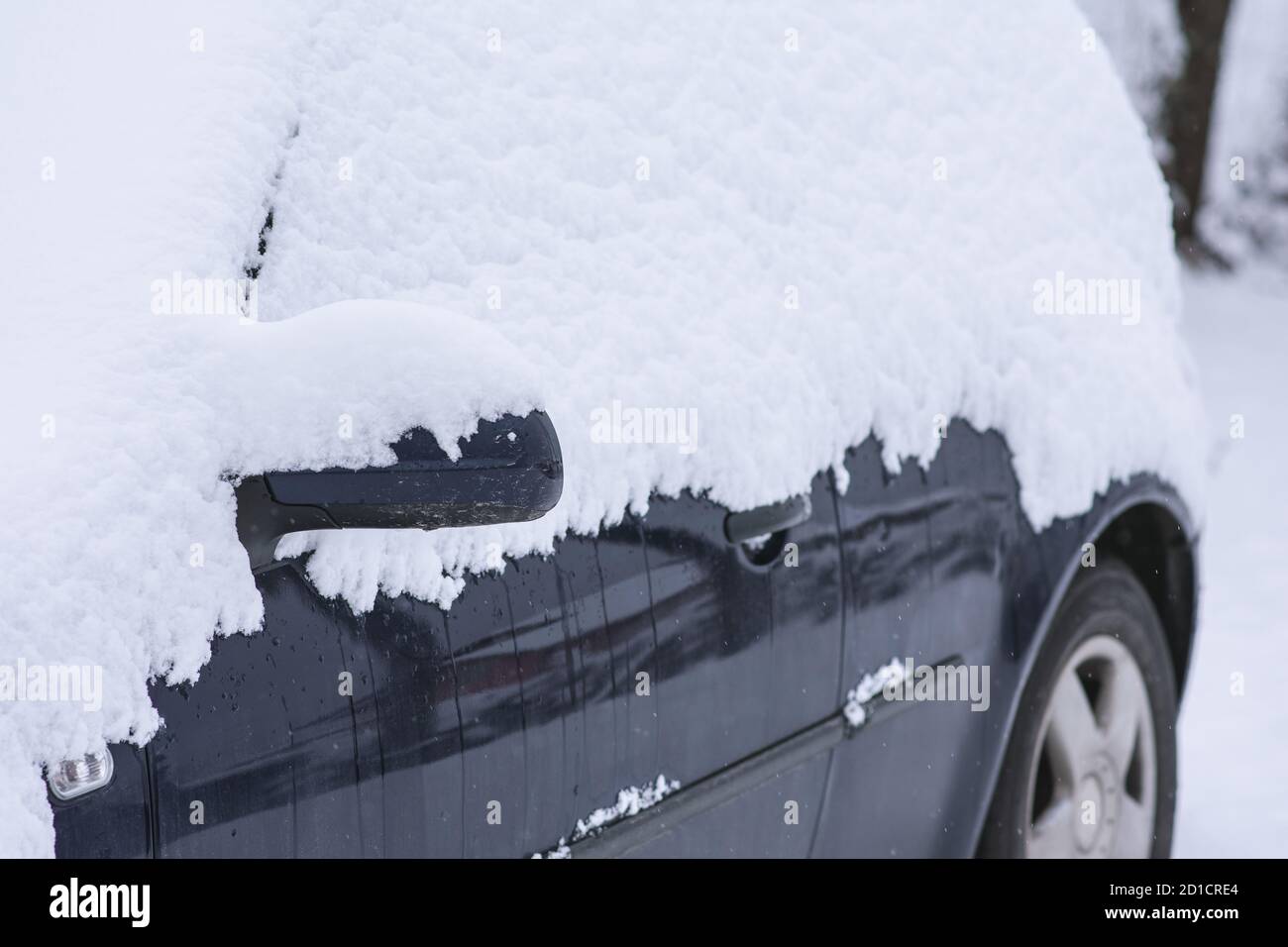 Side view of car under the snow texture at cold winter snowy day Stock ...