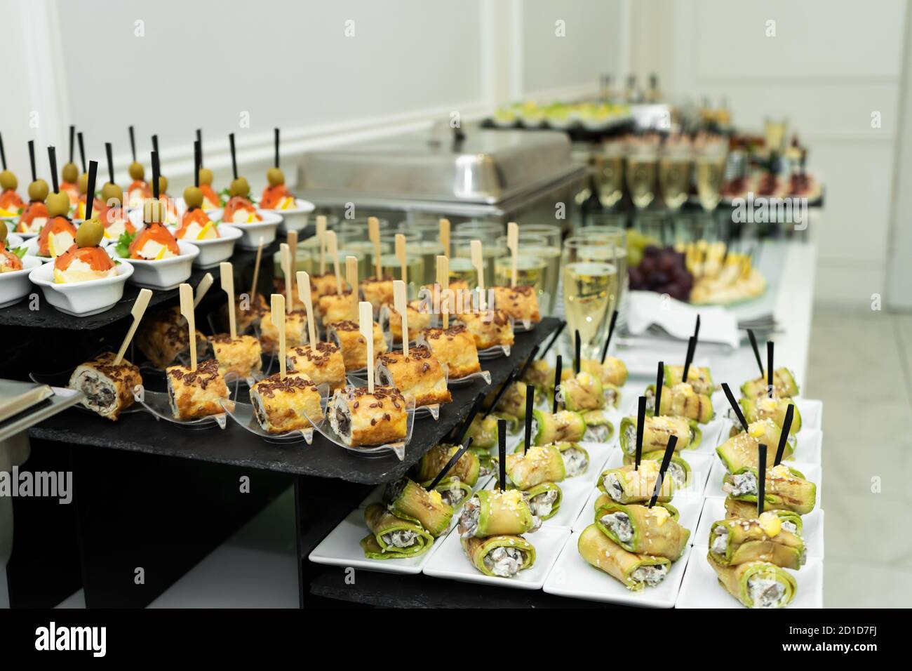 Festive buffet table with many snacks and appetizers Stock Photo - Alamy