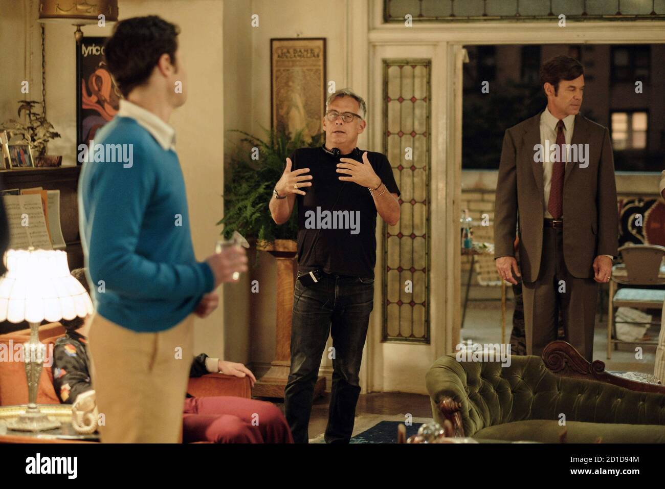 THE BOYS IN THE BAND, from left: Jim Parsons, director Joe Mantello, Tuc Watkins, on set, 2020 ...
