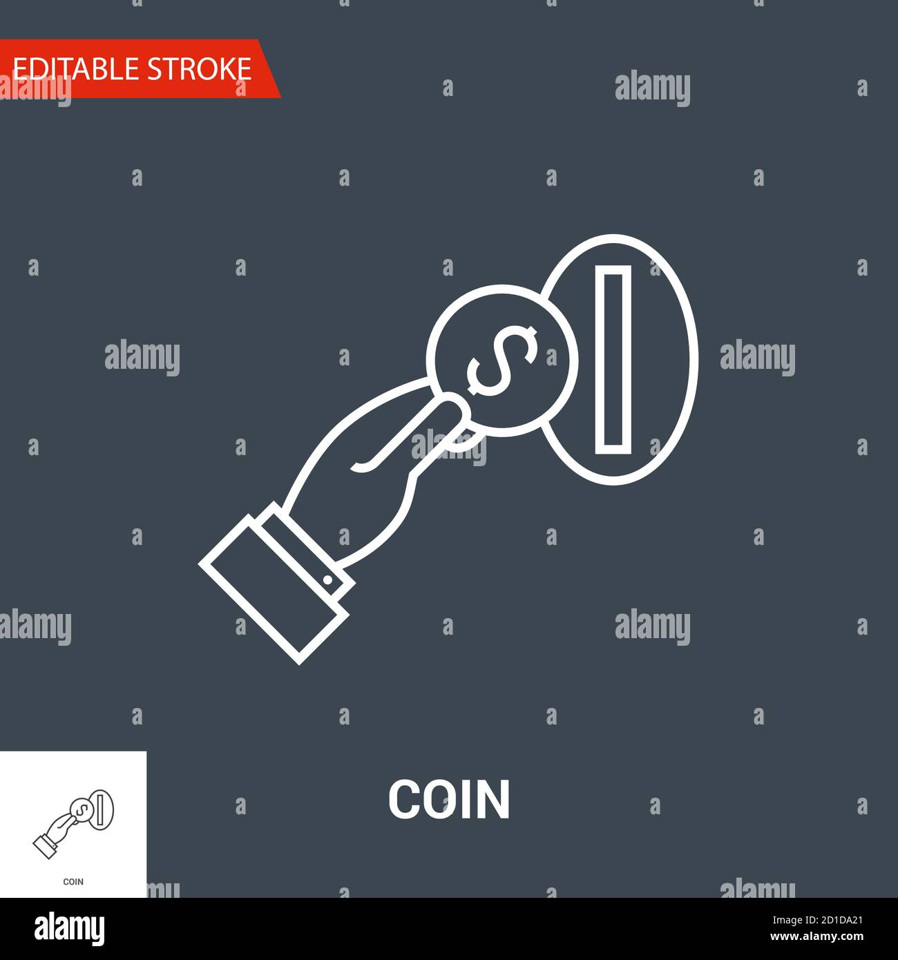 Coin in Hand Icon. Thin Line Vector Illustration Stock Vector Image ...