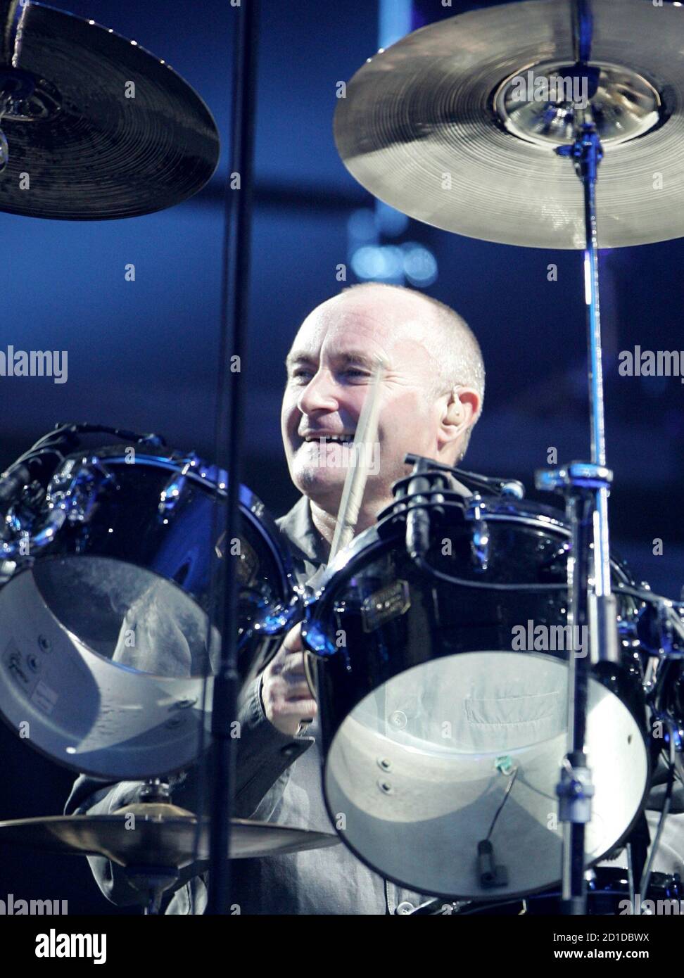 British pop singer Phil Collins performs in Beirut October 5,2005 Stock ...