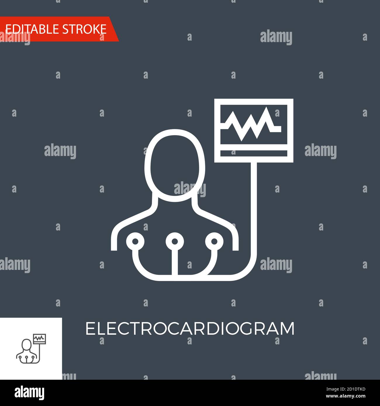 Electrocardiogram Thin Line Vector Icon Stock Vector Image & Art - Alamy