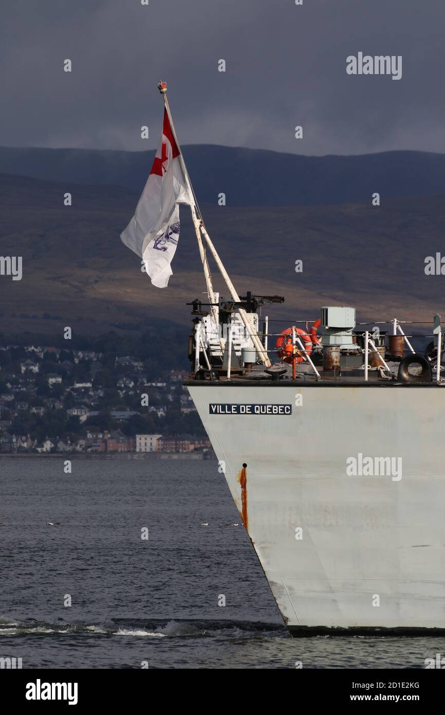 The Ensign of the Royal Canadian Navy, being flown from HMCS Ville de ...
