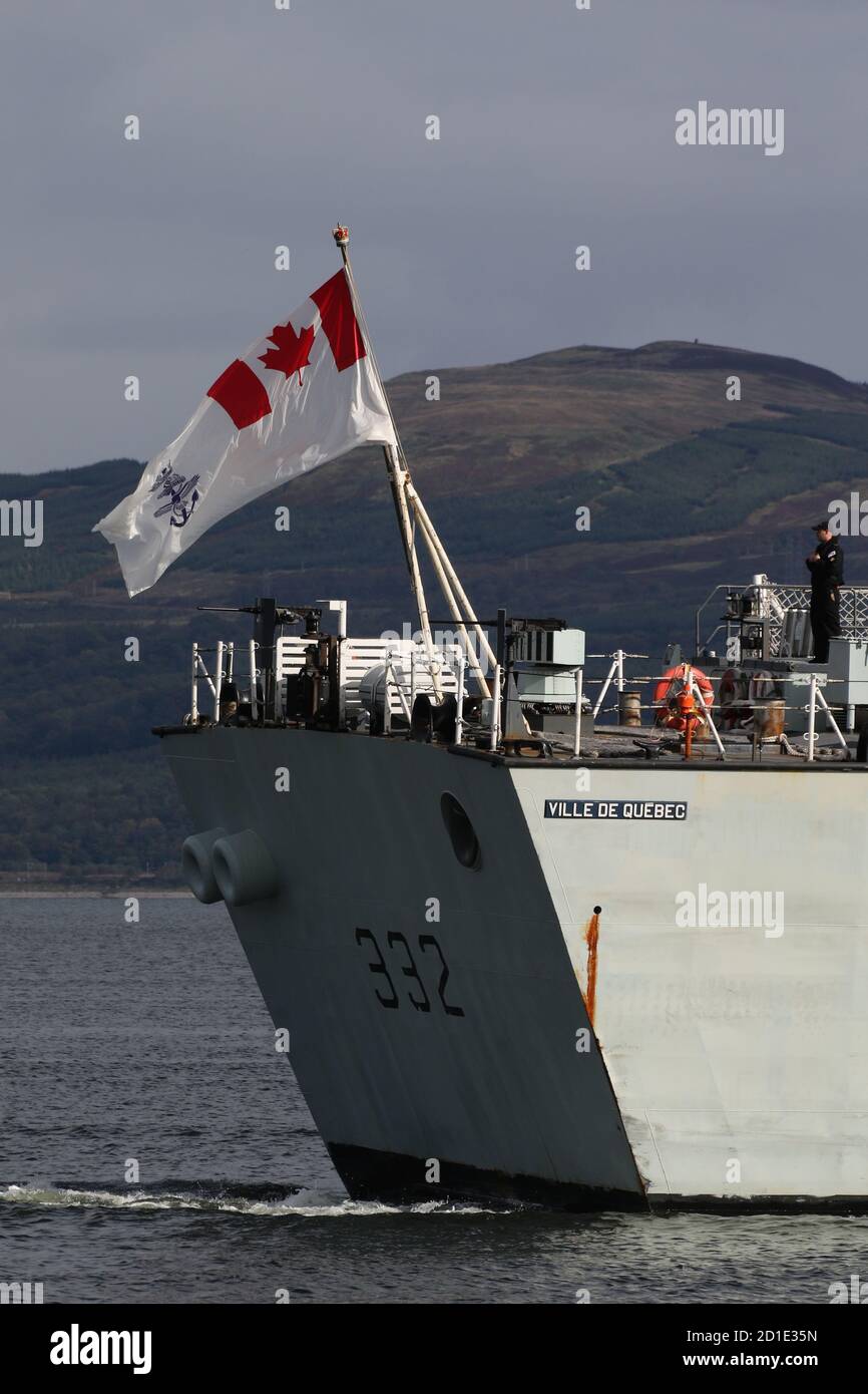 The Ensign of the Royal Canadian Navy, being flown from HMCS Ville de ...